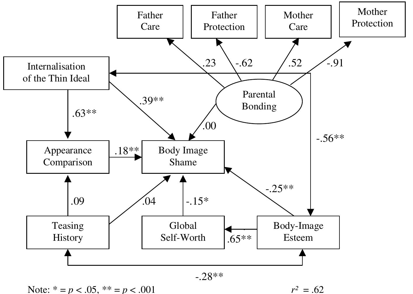 Path diagram containing the final model with the