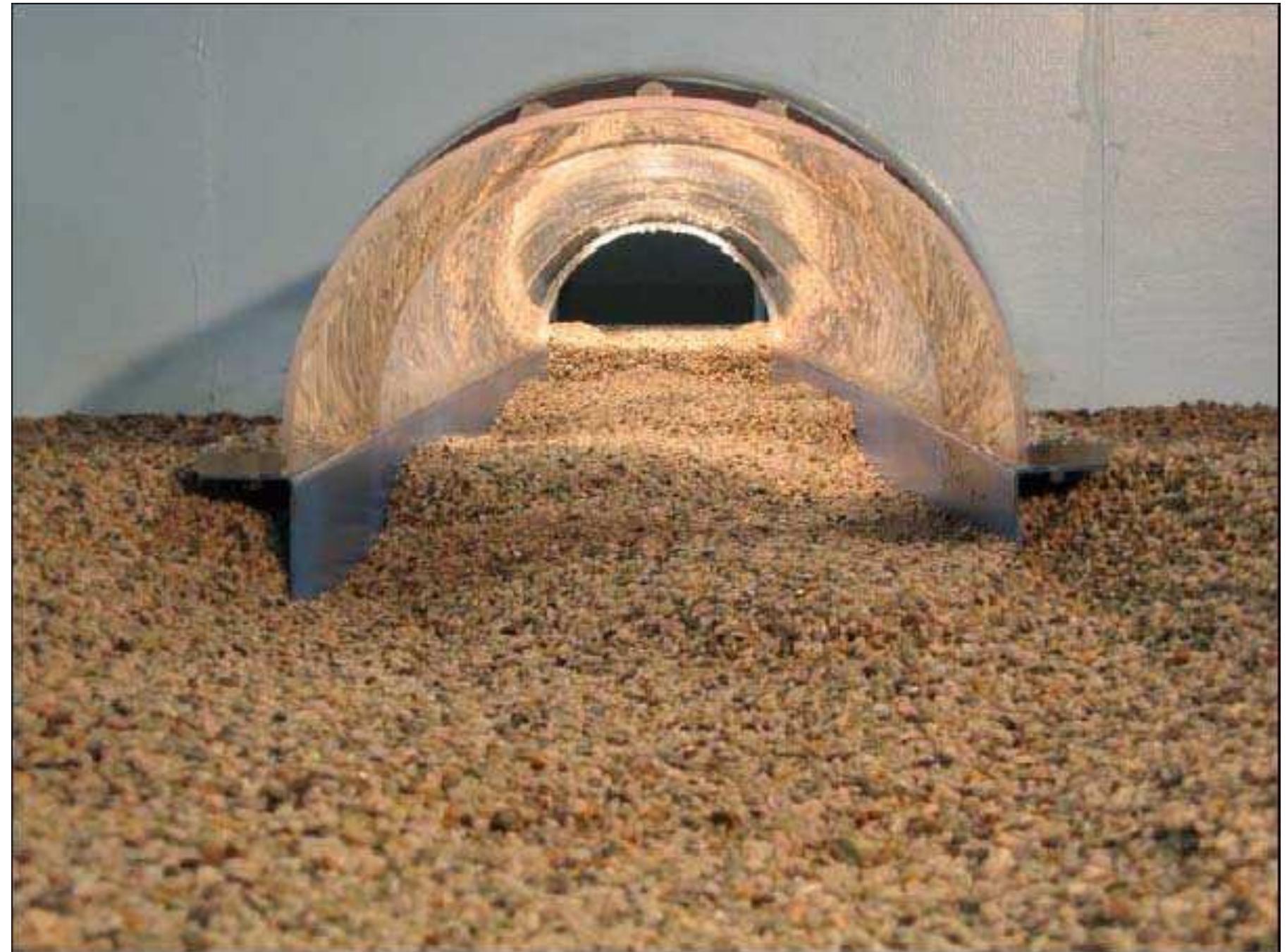 Bed depth variation looking upstream from the culvert exit