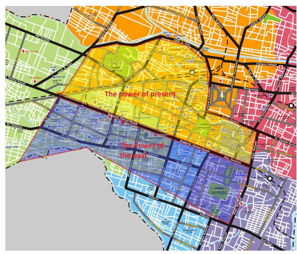 Maps illustrating the spatial power hierarchy of solo city.