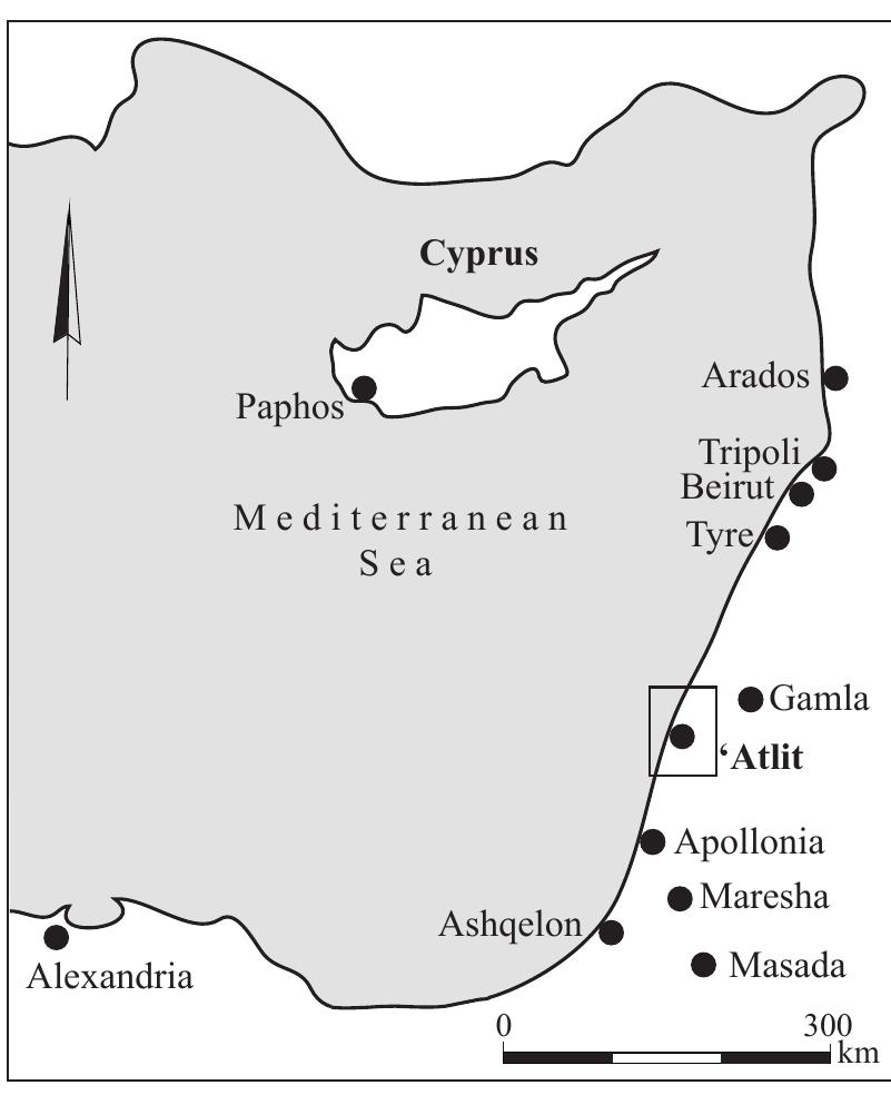 Map of the eastern mediterranean showing the location of