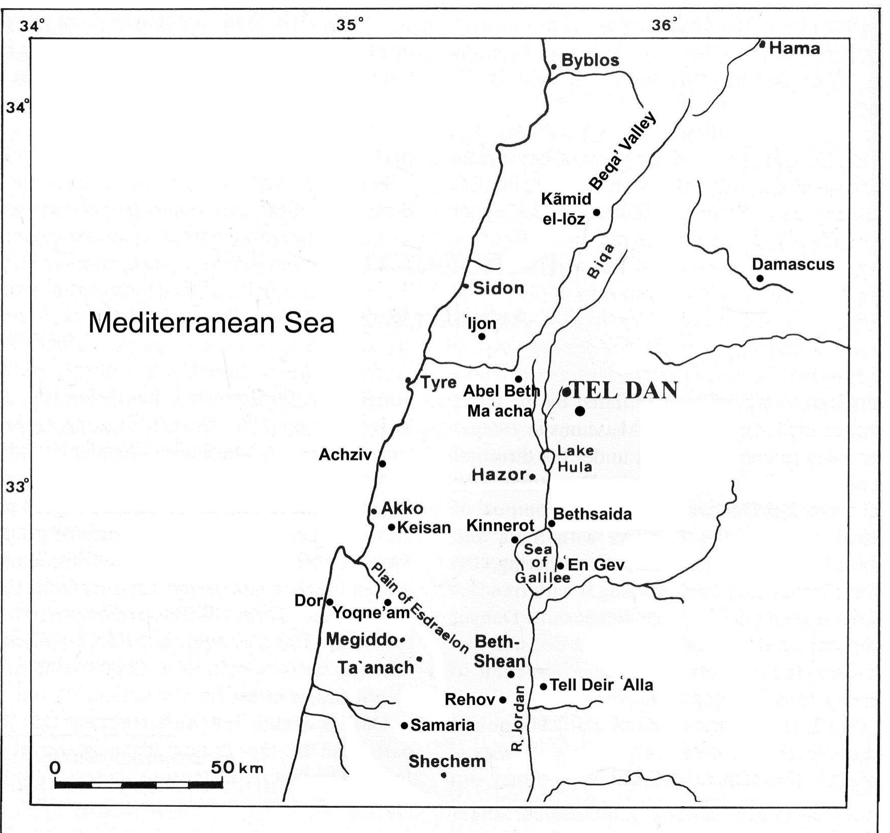 Map of the main iail settlements in the hula valley.
