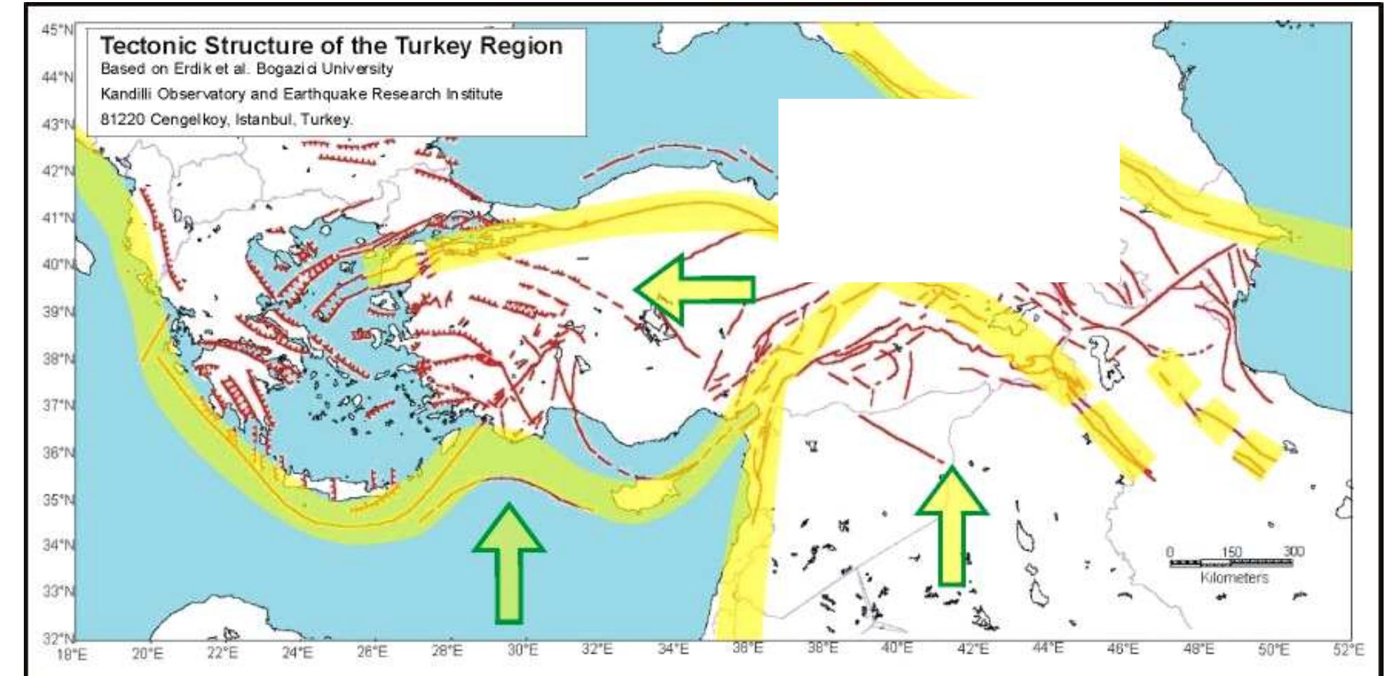 Tectonic structure of turkey. map courtesy of bogazici