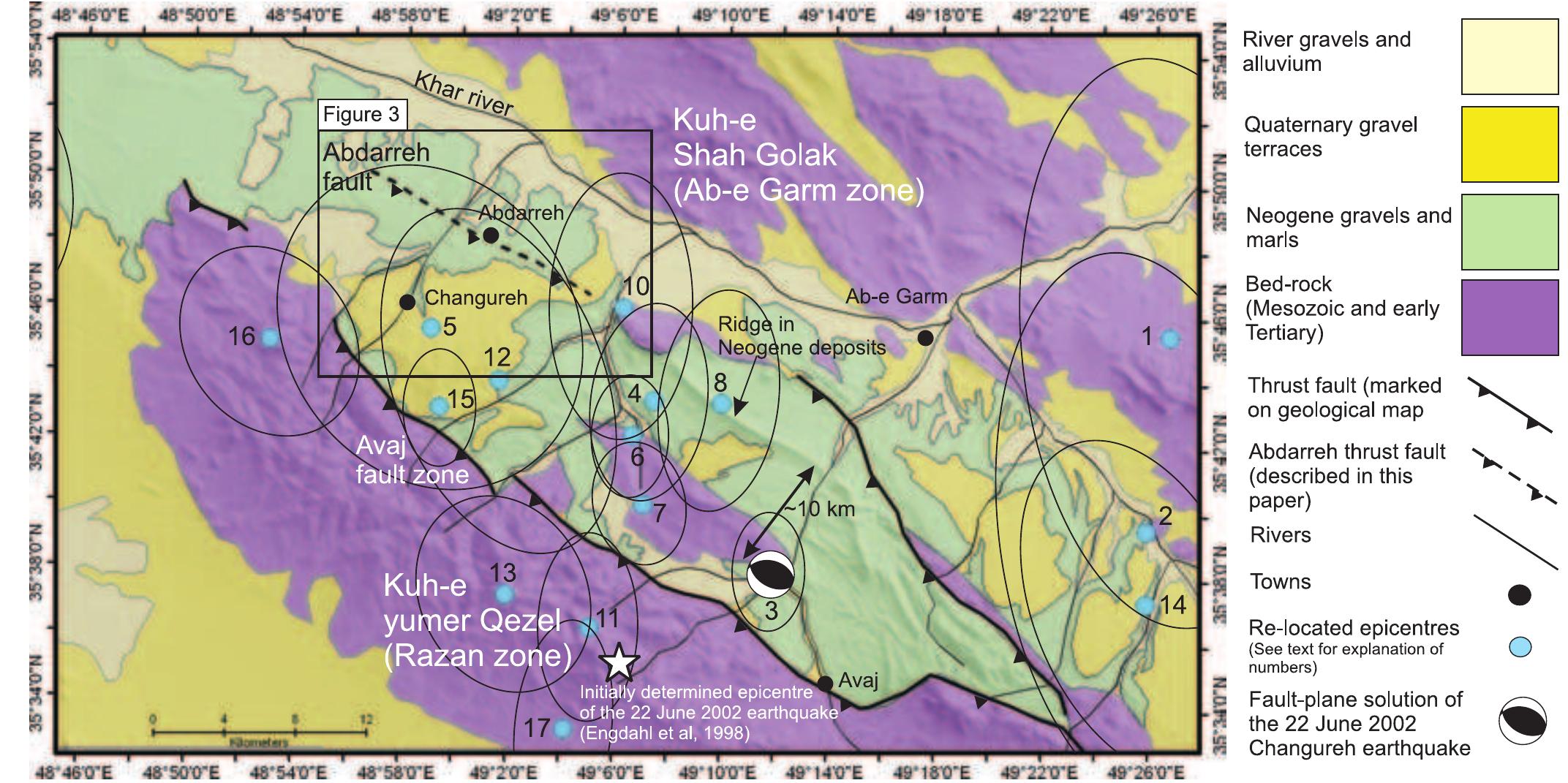 Geological map of the changureh region (adapted from