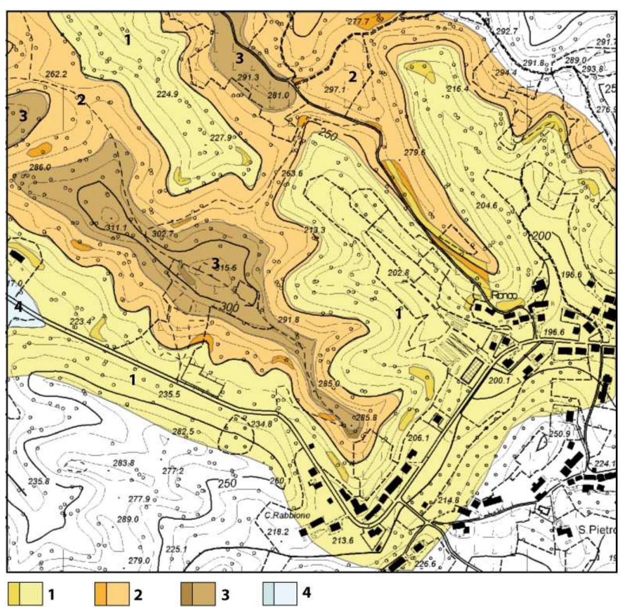 - detailed geological map showing the interfingering lenses