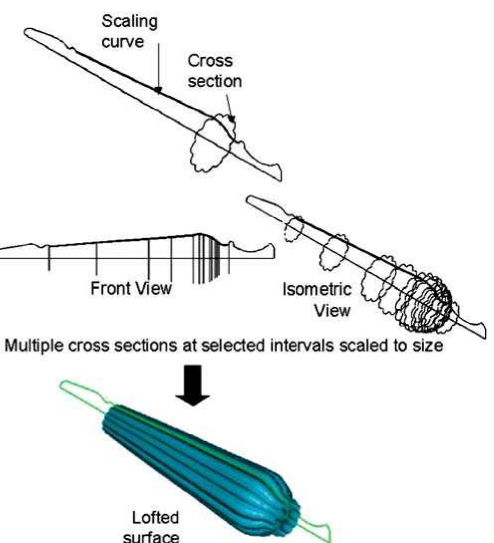 Orthogonal geometry to create cross-sections and lofted