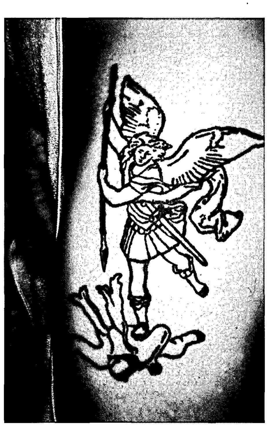 Black outline of st. michael the archangel (approx. 12