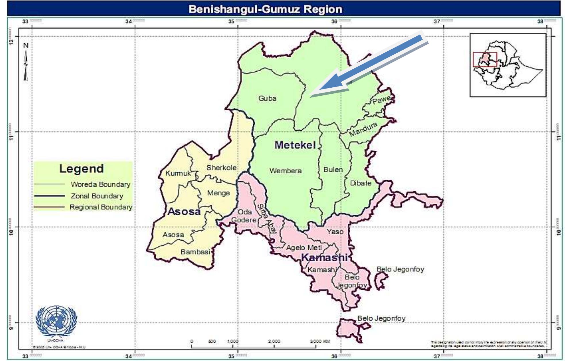 Map of metekel zone (green shaded) metekel zone is one of
