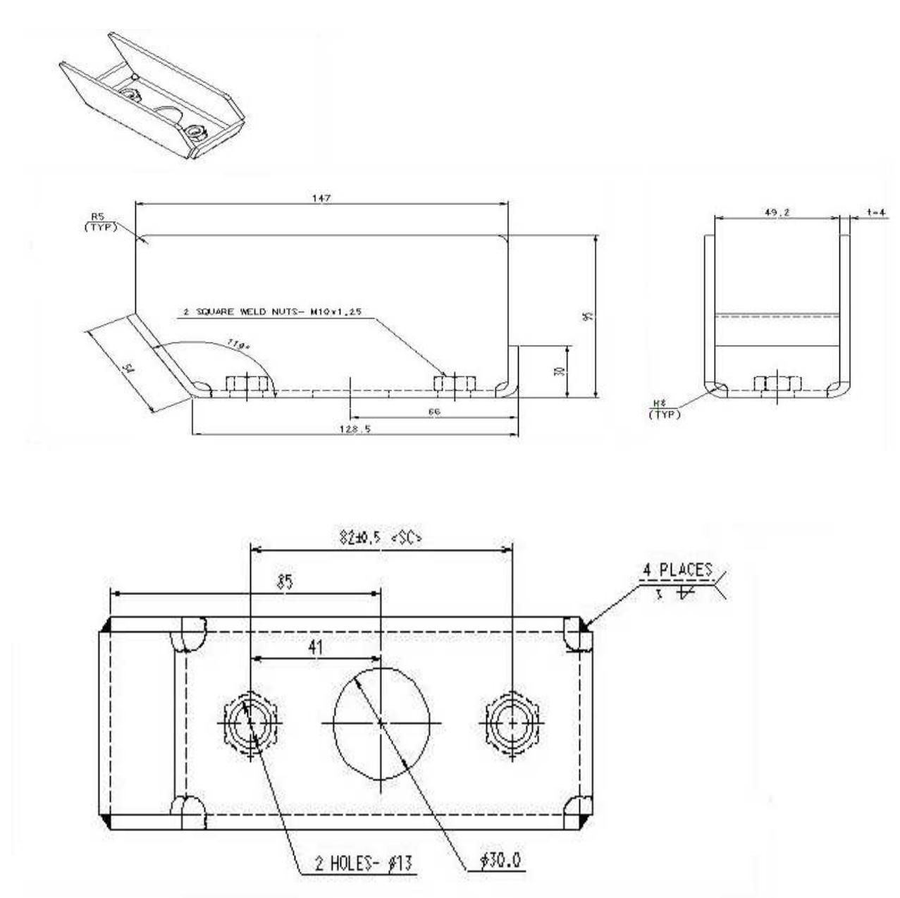 First modified design of the mounting bracket (all
