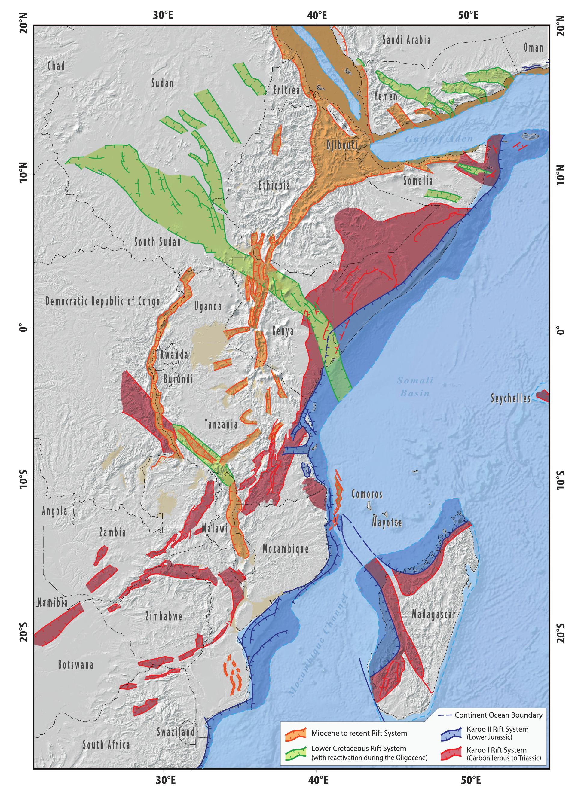 Schematic map illustrating the cross-cutting relationships