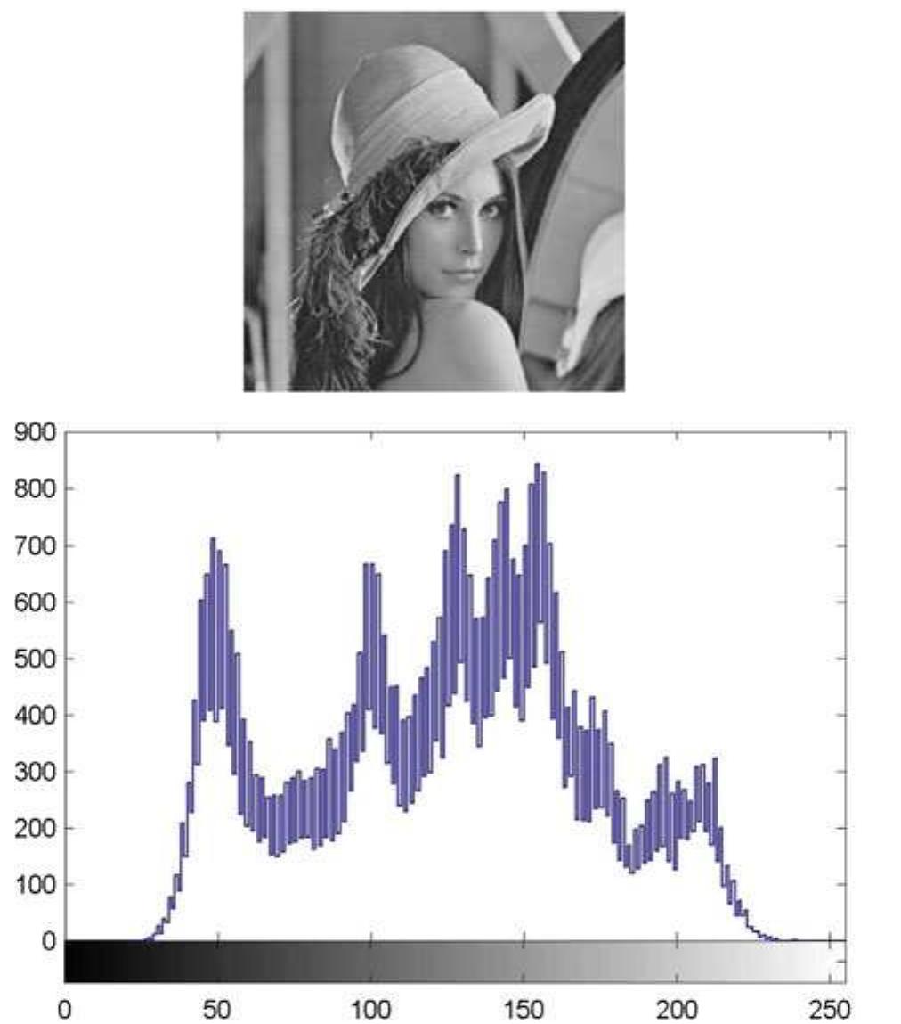 Lena image and its histogram graph fig. 18 single digit