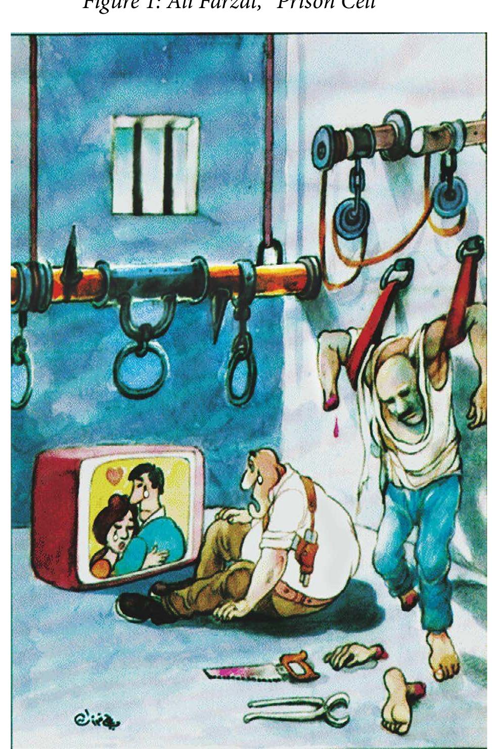 Some interrogation tools are attached to the walls of the