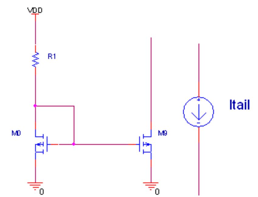 The equivalent circuit model of the tail current. the source