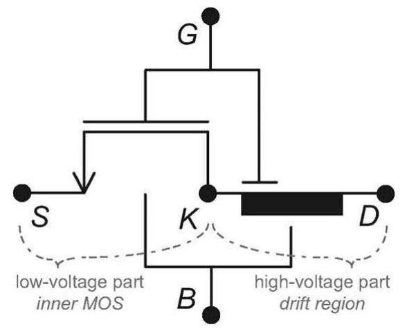 The in-series combination of a mosfet compact model for the