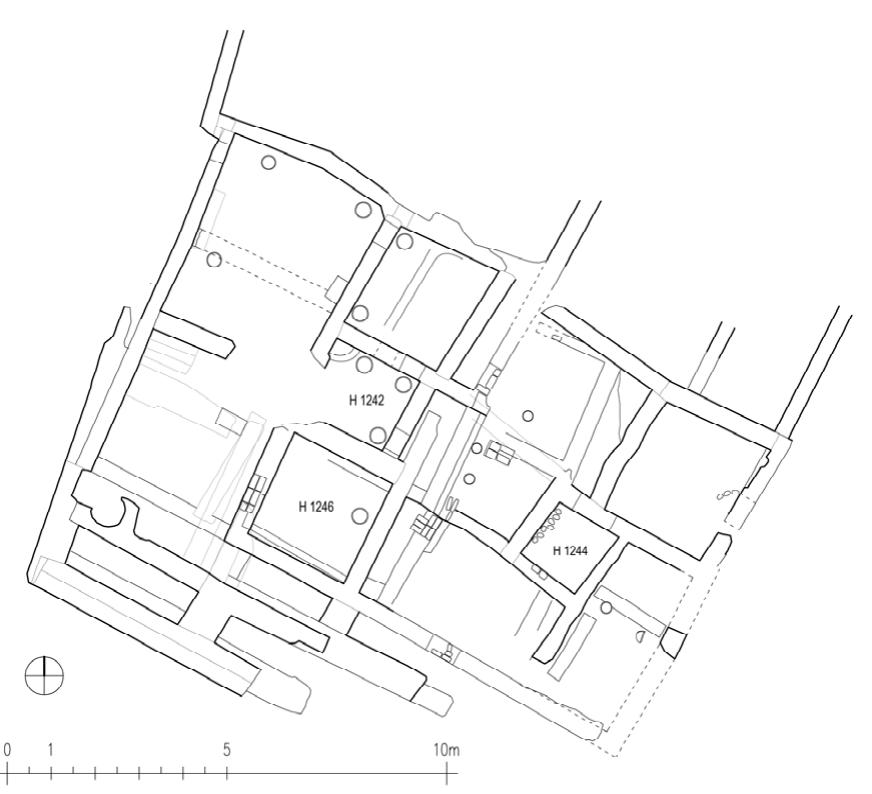 Stela; d - pavement; e - doorway of the temple