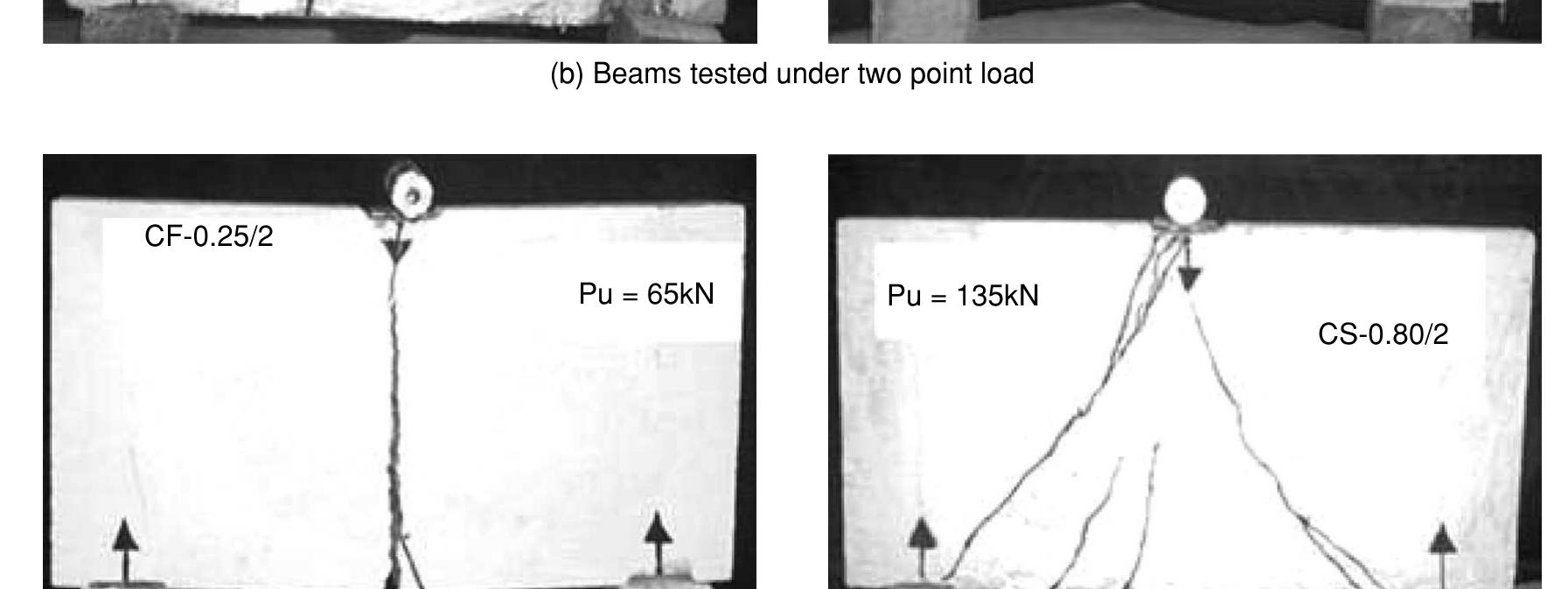 (c) beams tested under central point load