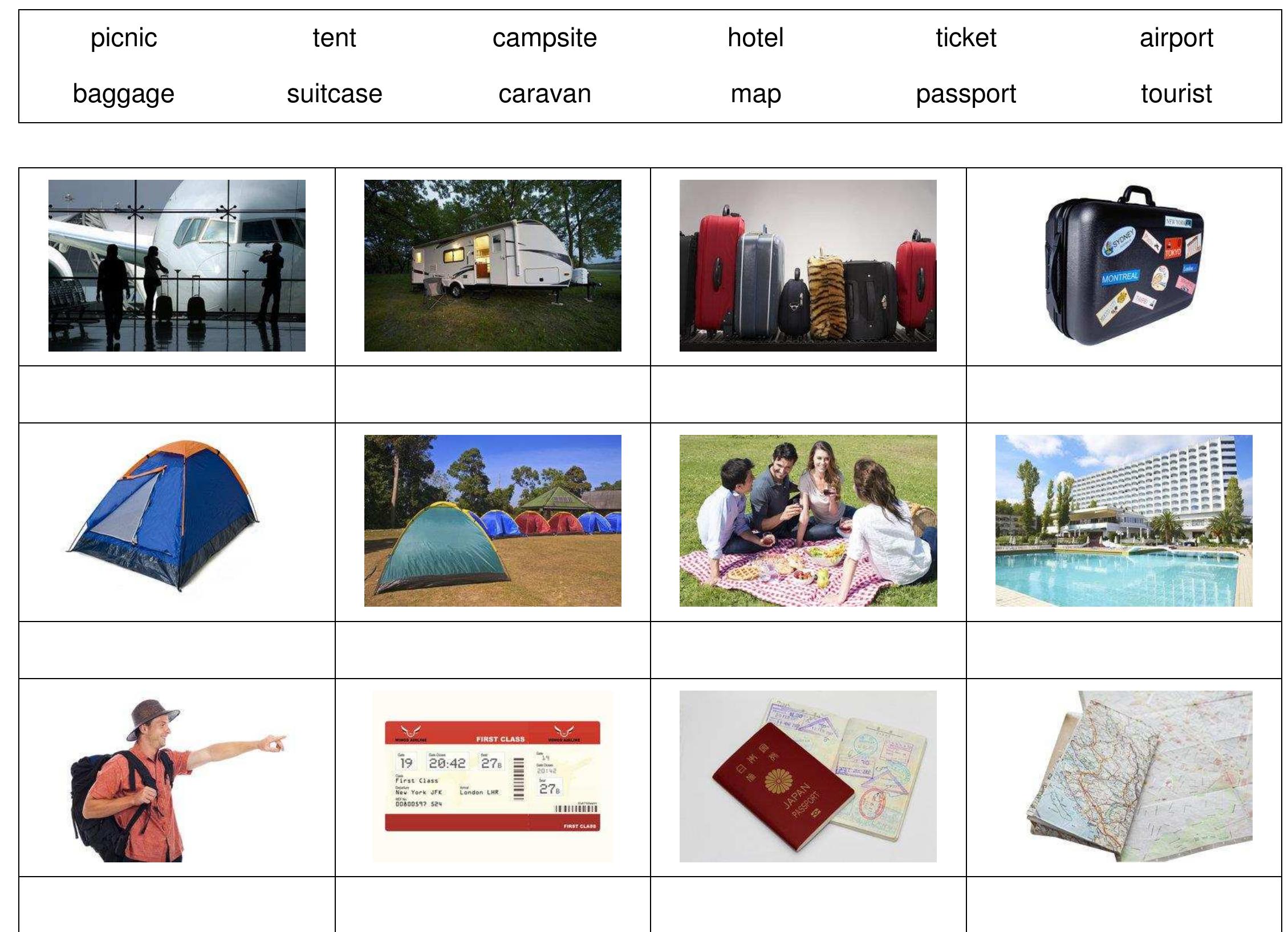 Write the correct word in the box below the picture. 1.
