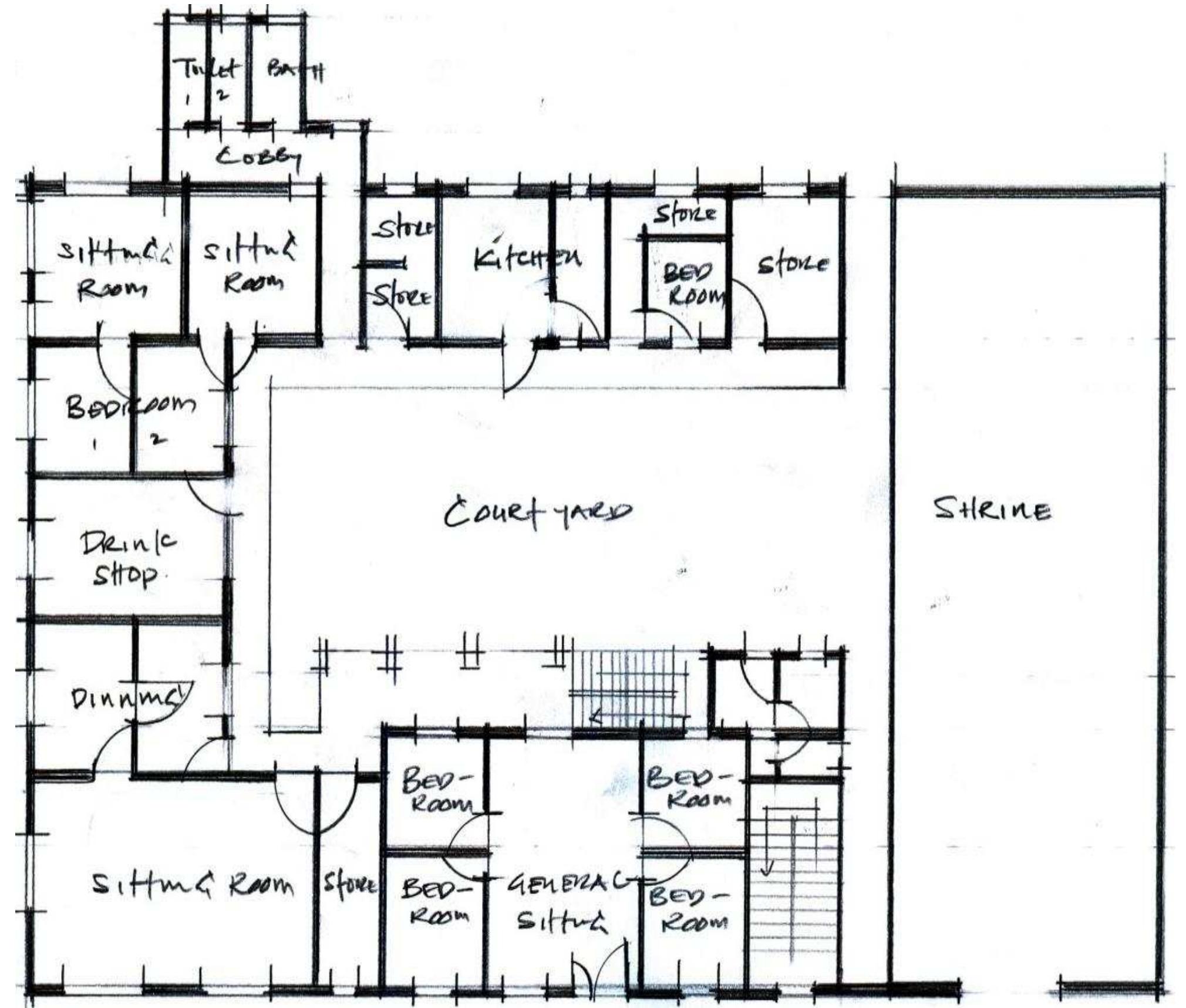 2b: floor plan of a typical palace-compound benin house