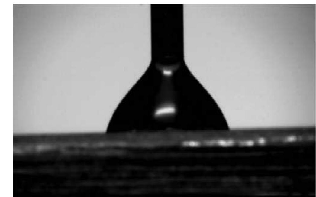 Advancing contact angle receding contact angle