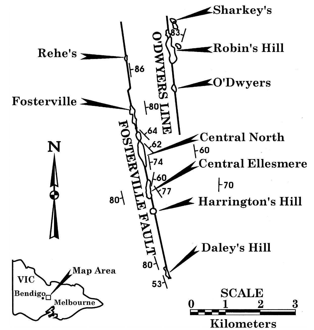 Sketch map of the fosterville gold field showing the
