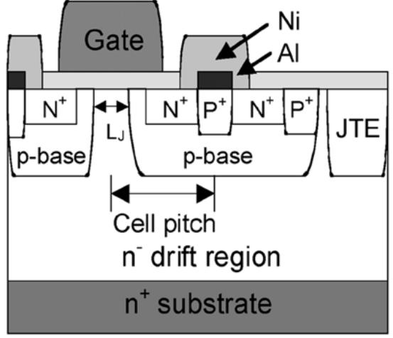 Schematic cross section of the short-channel dmos cell. the