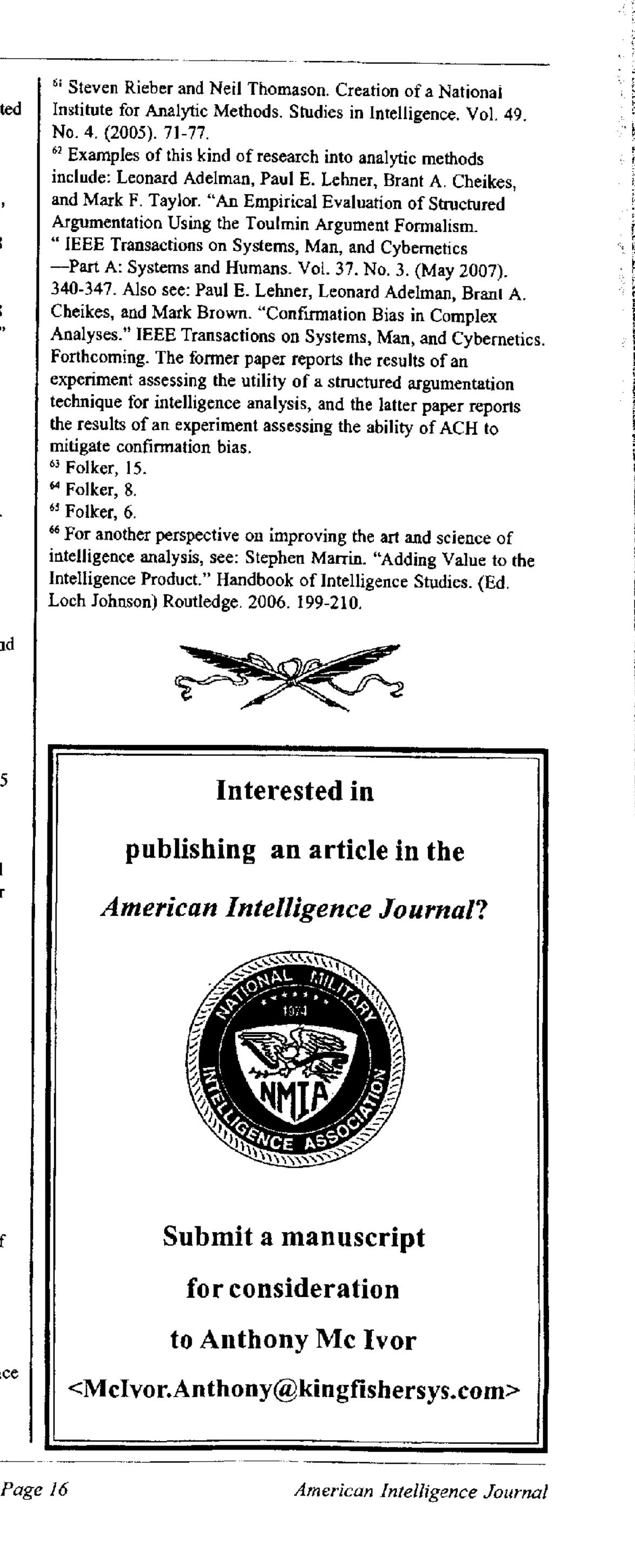 Pdf Intelligence Analysis Structured Methods Or Intuition 0130