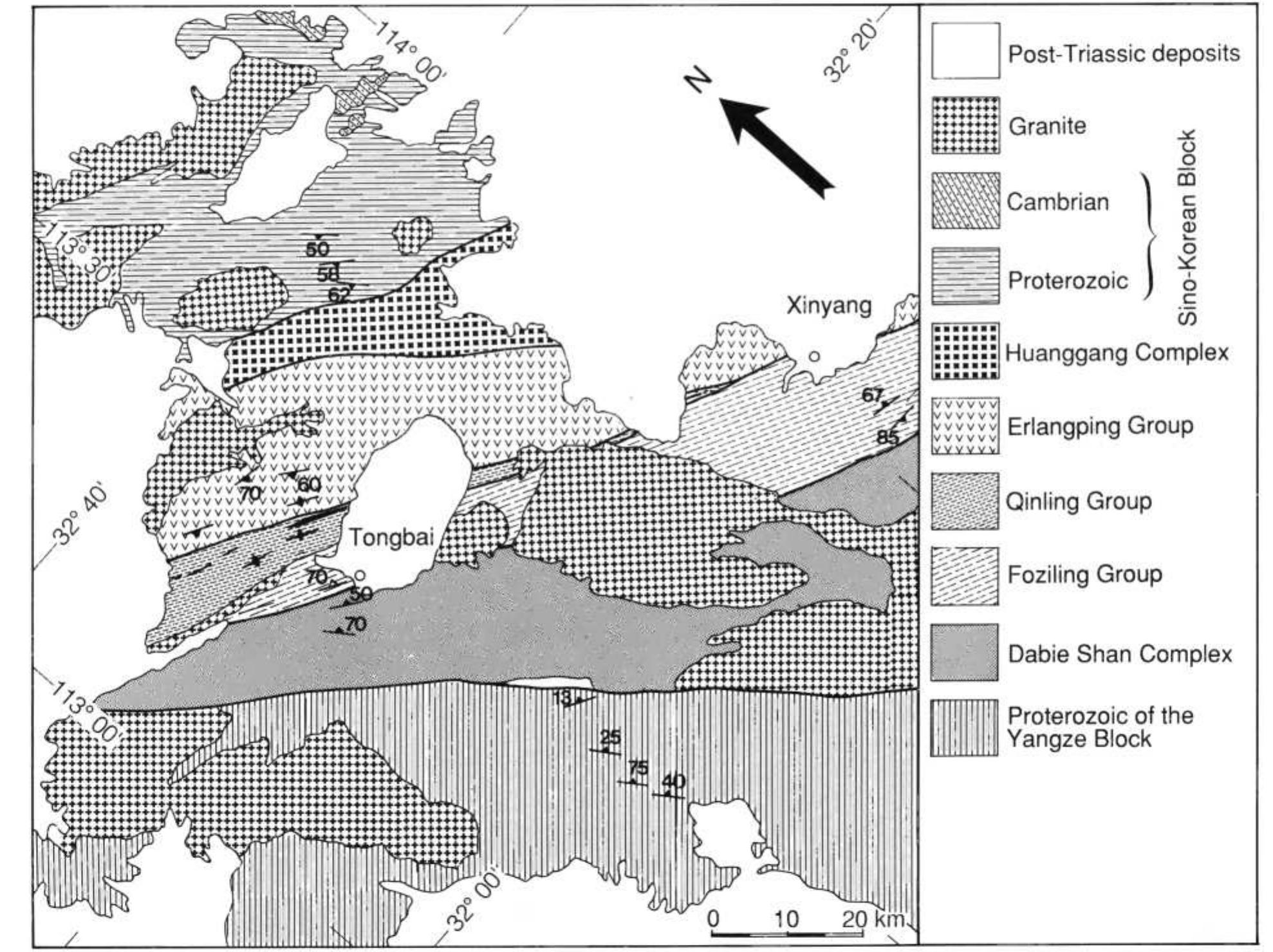 Geological map of the tongbai shan (modified after the 1:200