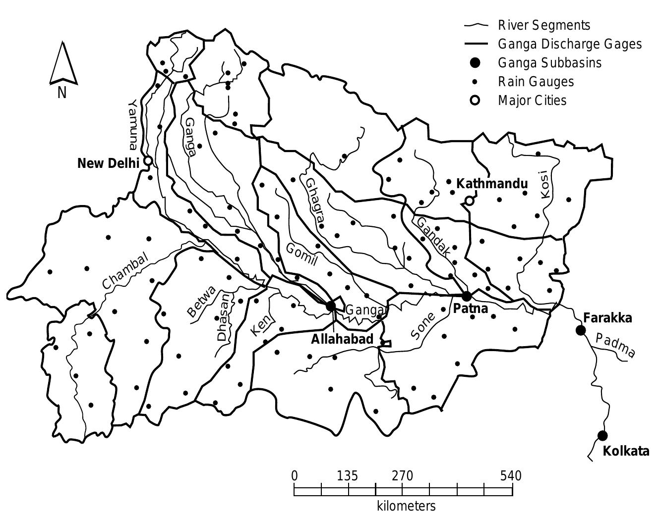 3 map of ganges basin divided into 17 sub-basins used in