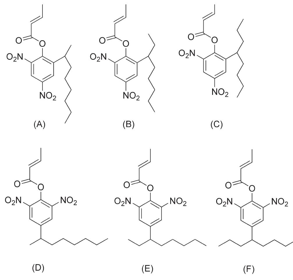 Chemical structure of six isomers of dinocap: a