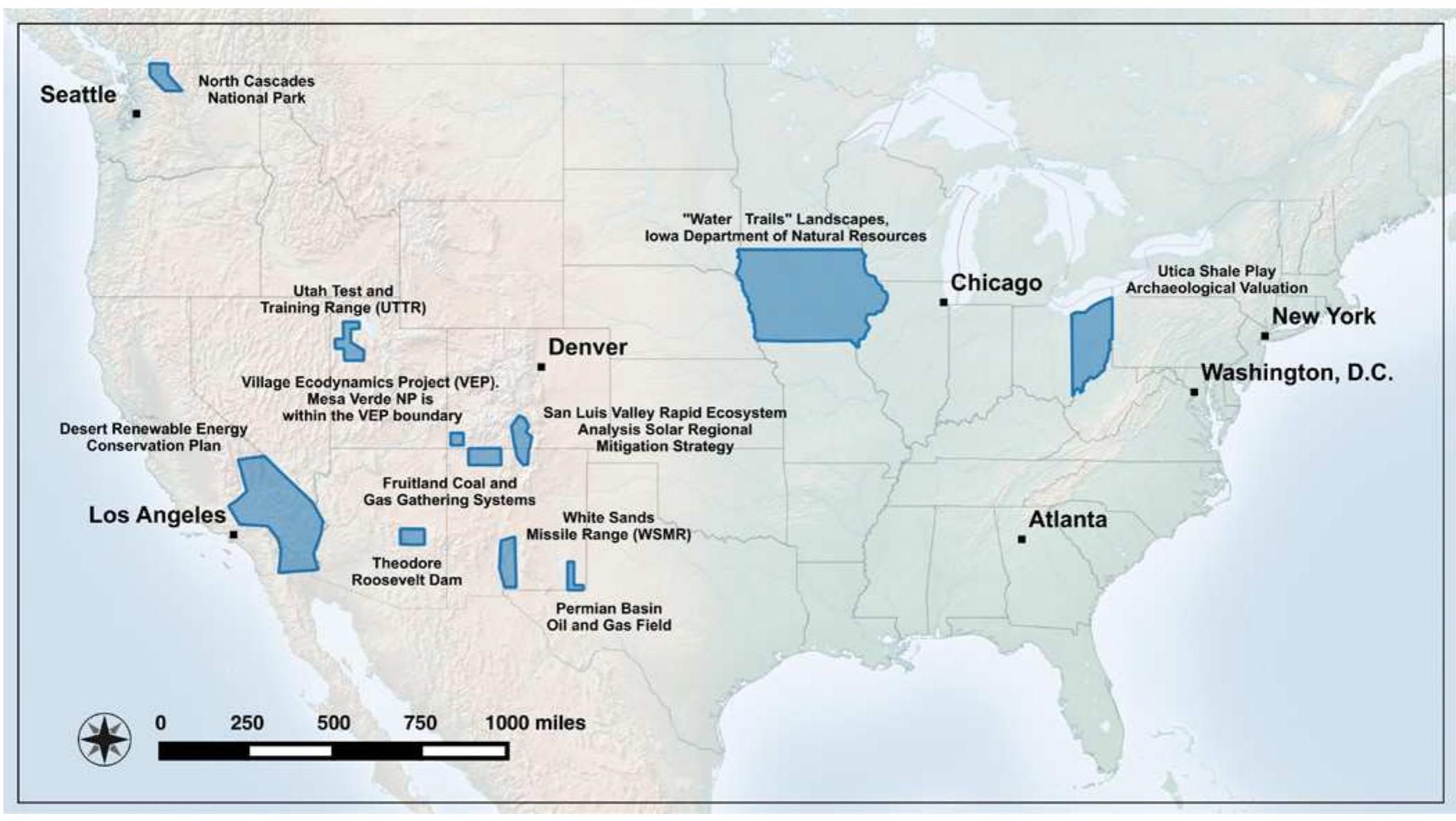 National map of the united states showing general locations