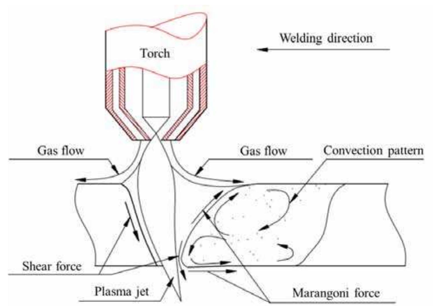 Schematic illustration of main driving forces of weld pool