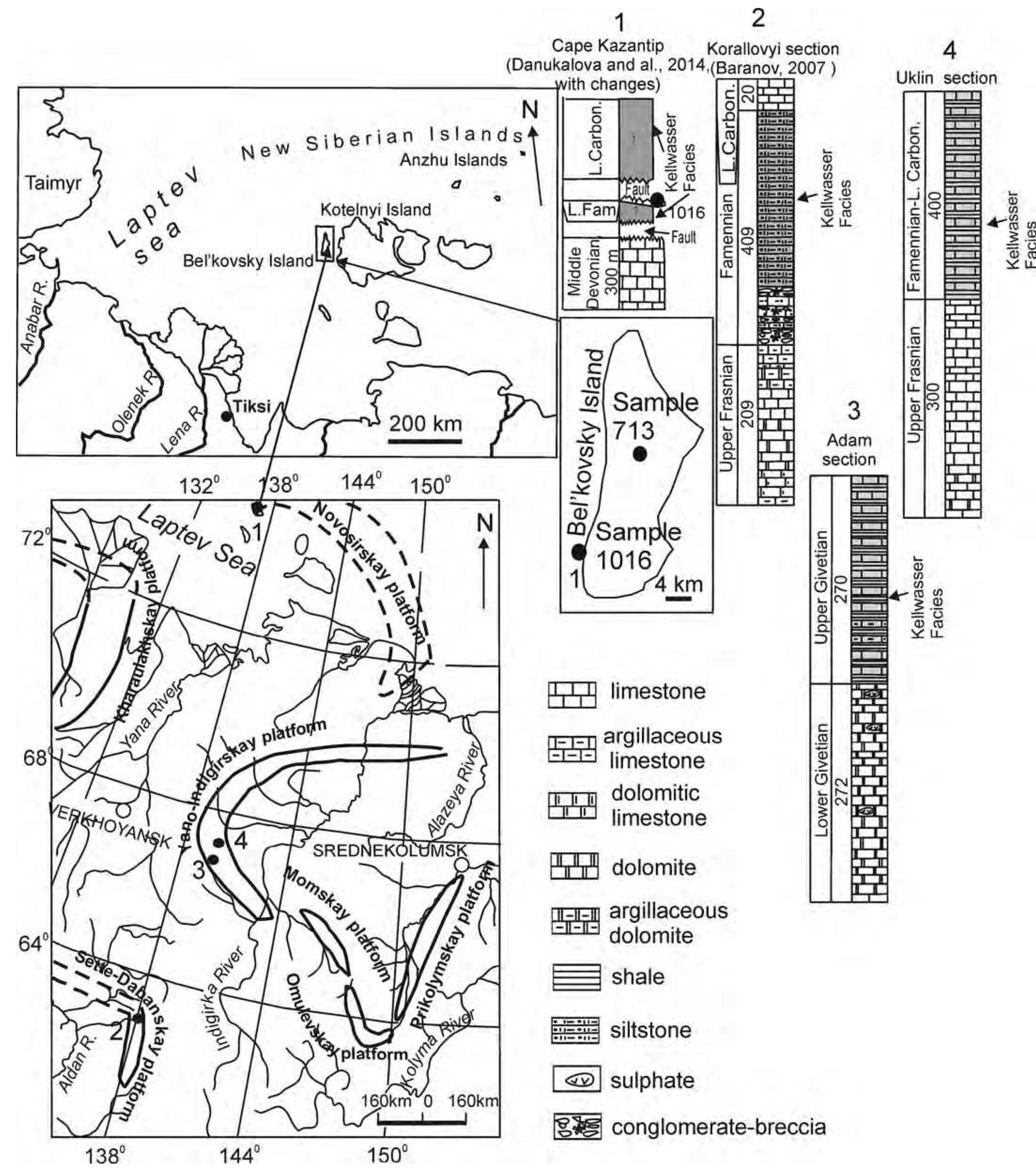 Generalized maps showing location of the fossil localities