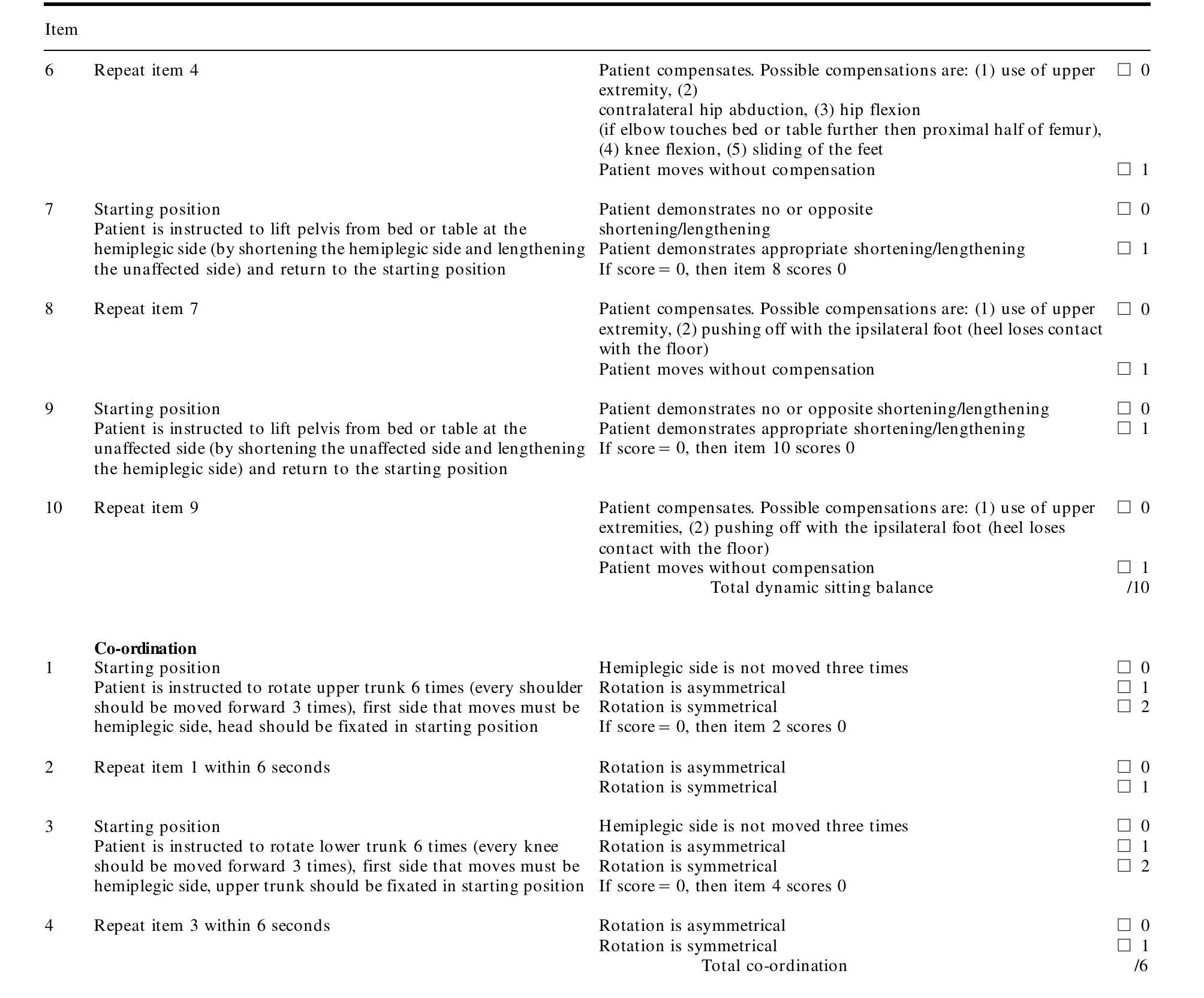 Table 4 - The Trunk Impairment Scale: a new tool to measure