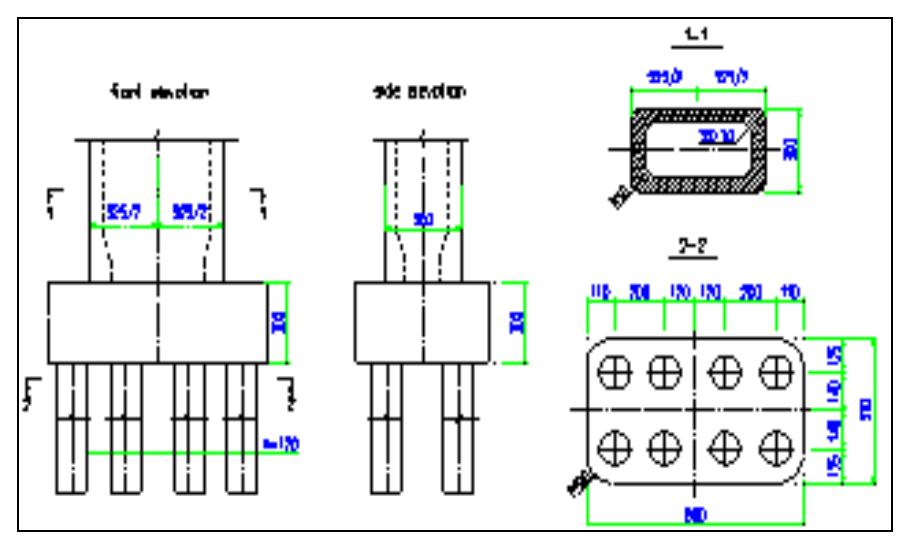Size of pier and pile foundation