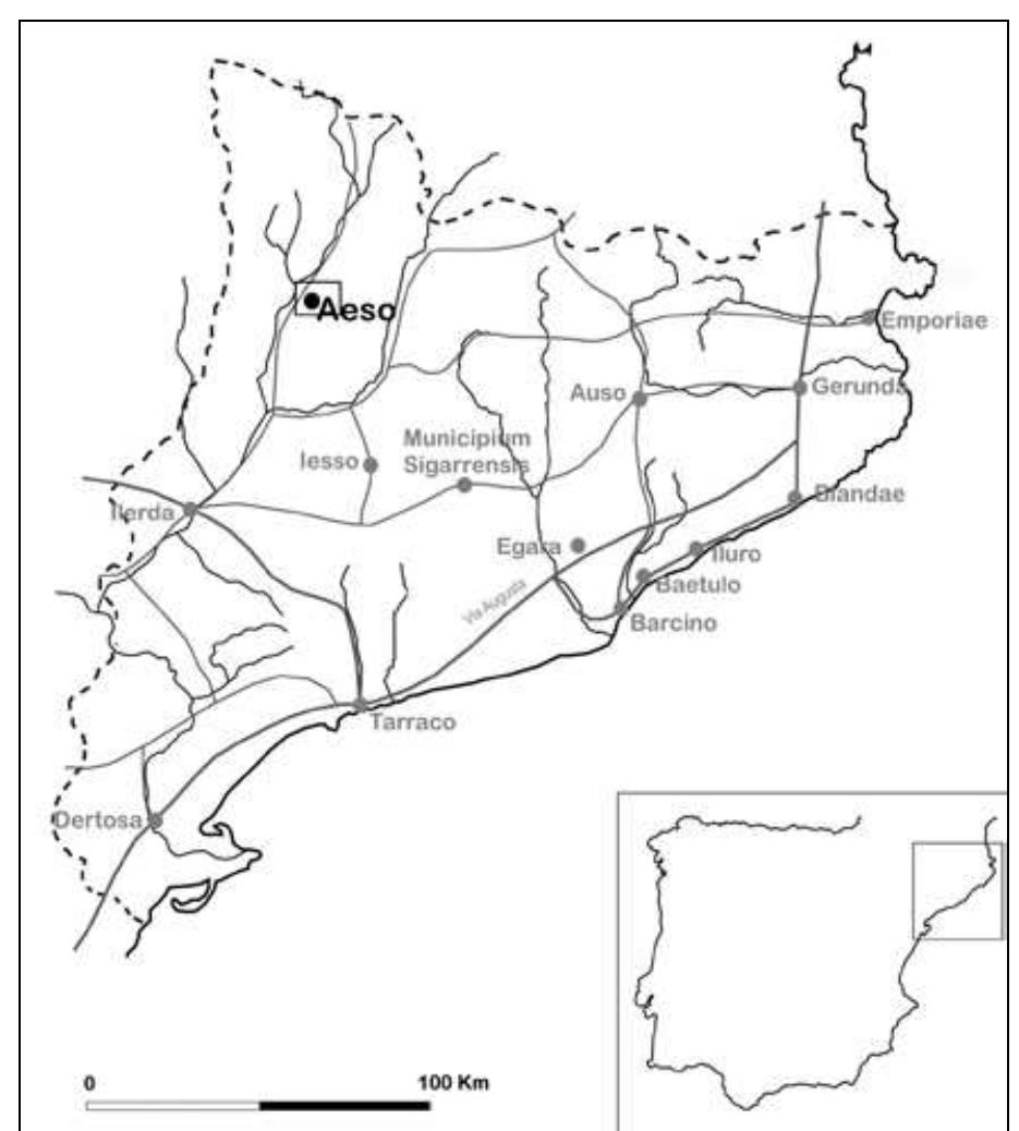 schematic map showing the location of aeso and the area of