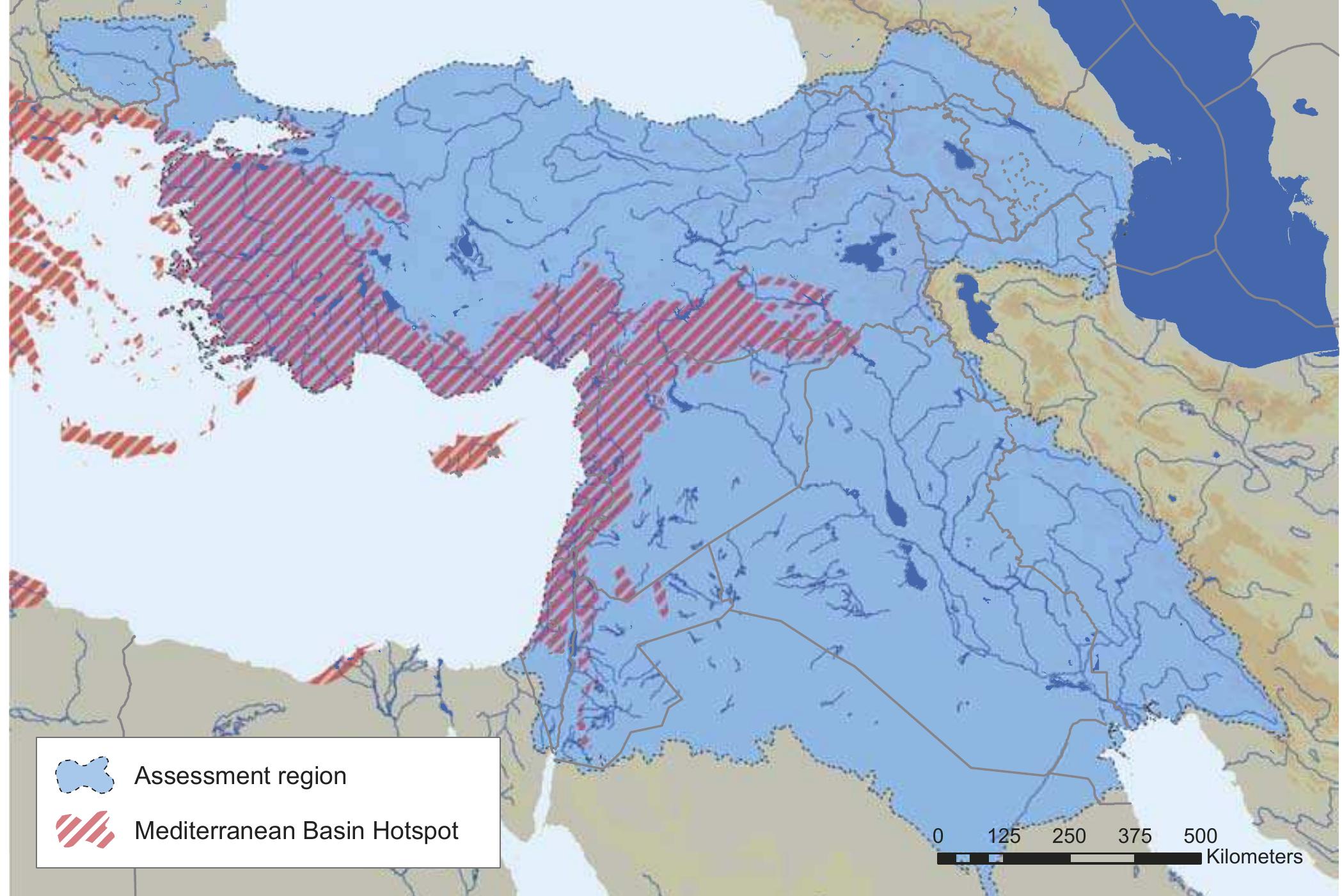 1 project region map. map showing the mediterranean hotspot