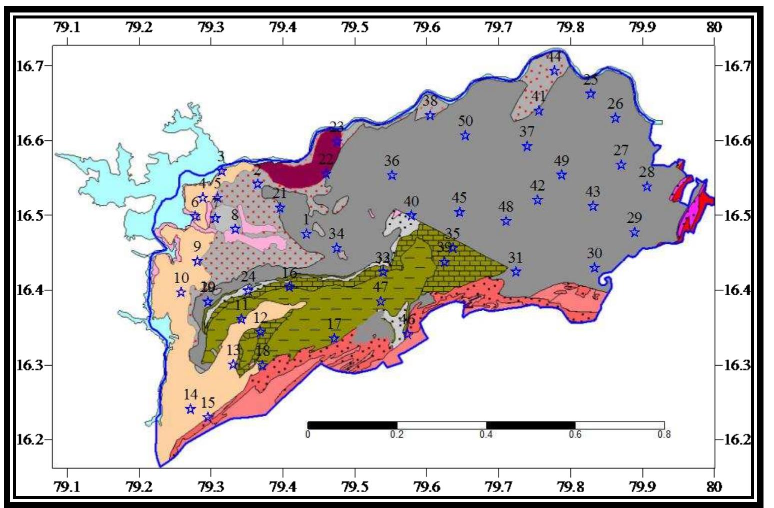 Geology groundwater sample location map