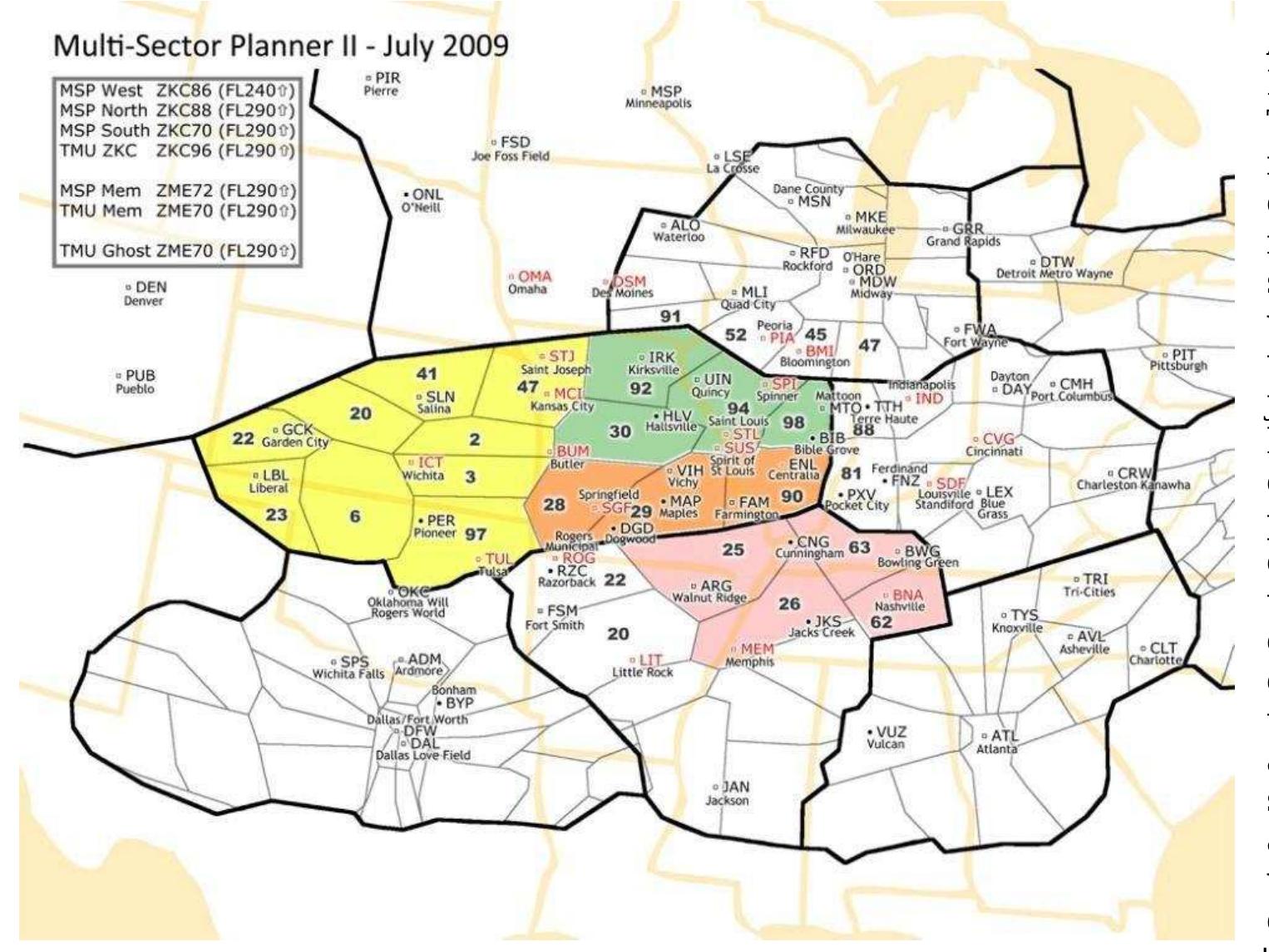 Airspace map for multi sector planner simulation (2009) as