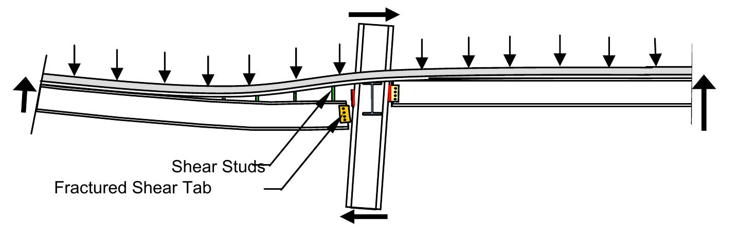 Shear tab, the reaction of the beam was transferred to the