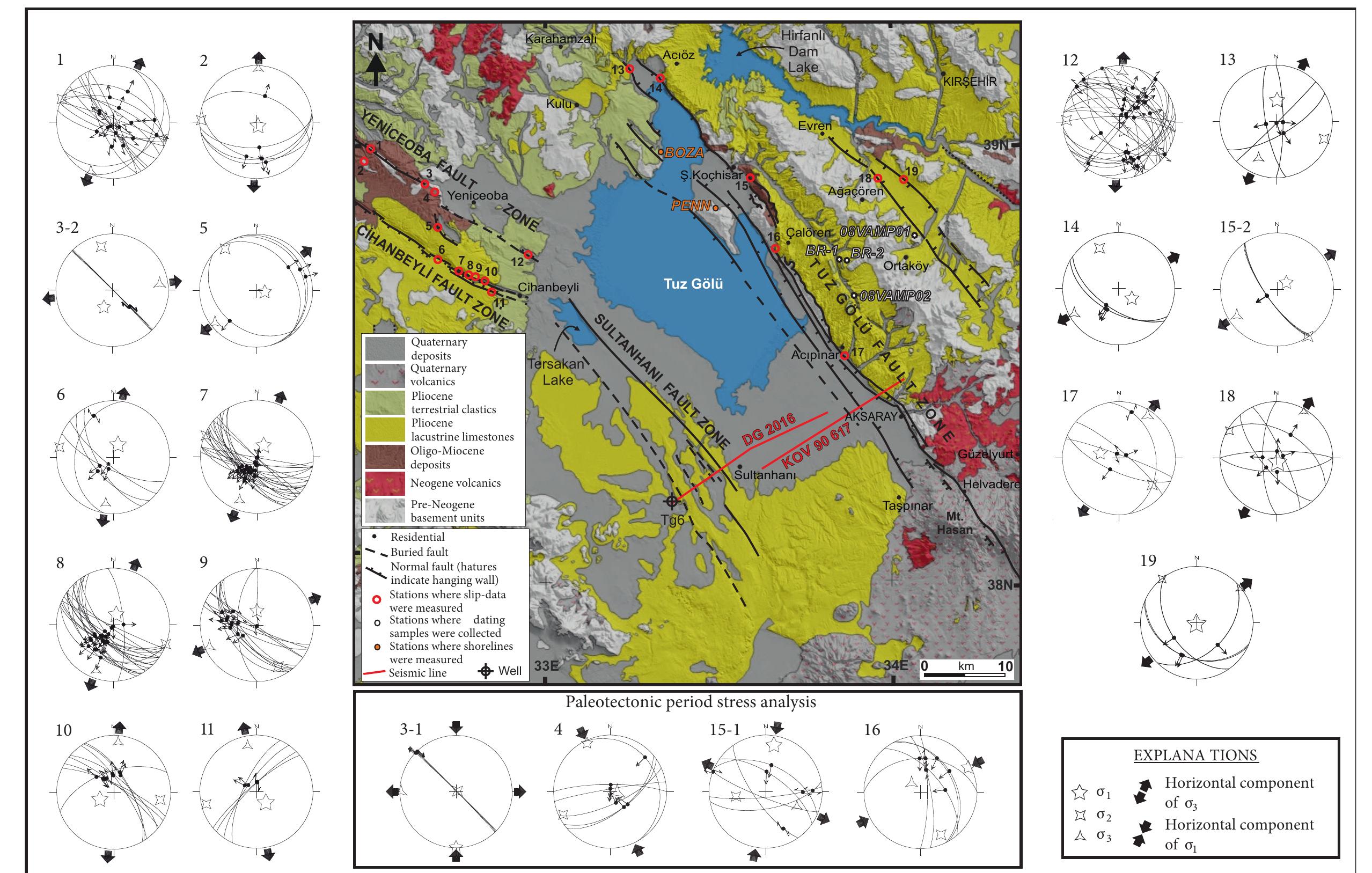 Geological map (modified from a 1:500,000-scale geological