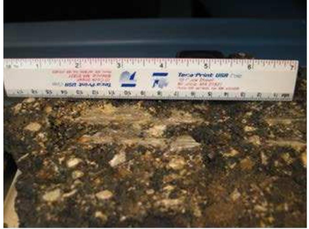 Example of scuffing marks on the blacktop roadway test