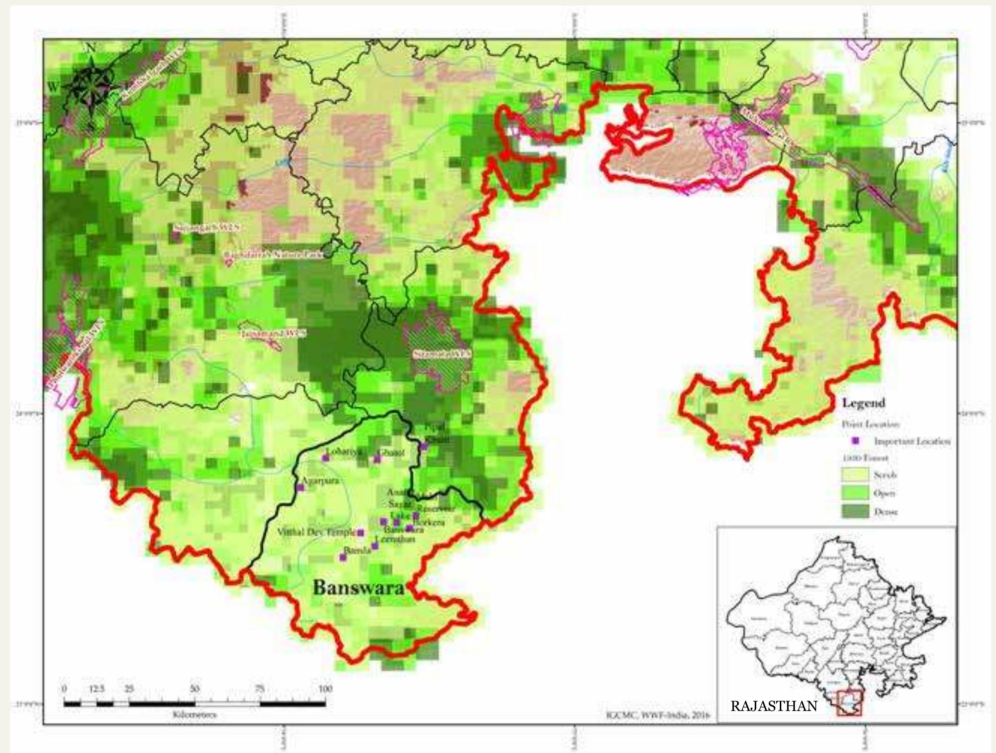 Map 3. a 1930 forest cover map of banswara district