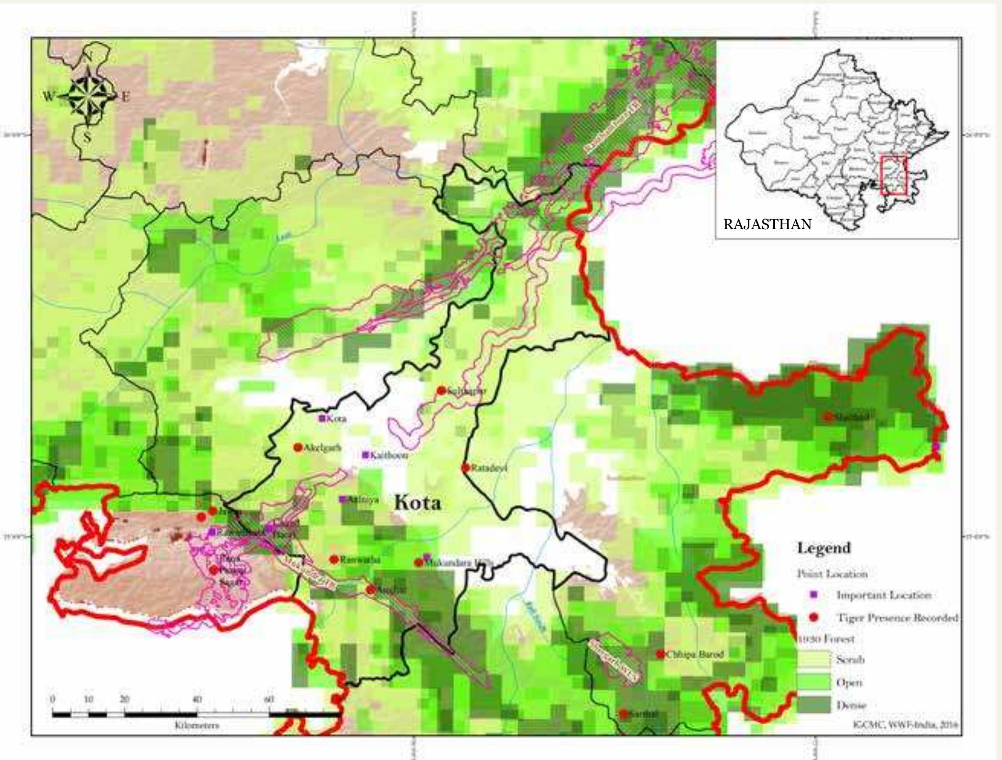 Map 12. a 1930 forest cover map of kota district depicting
