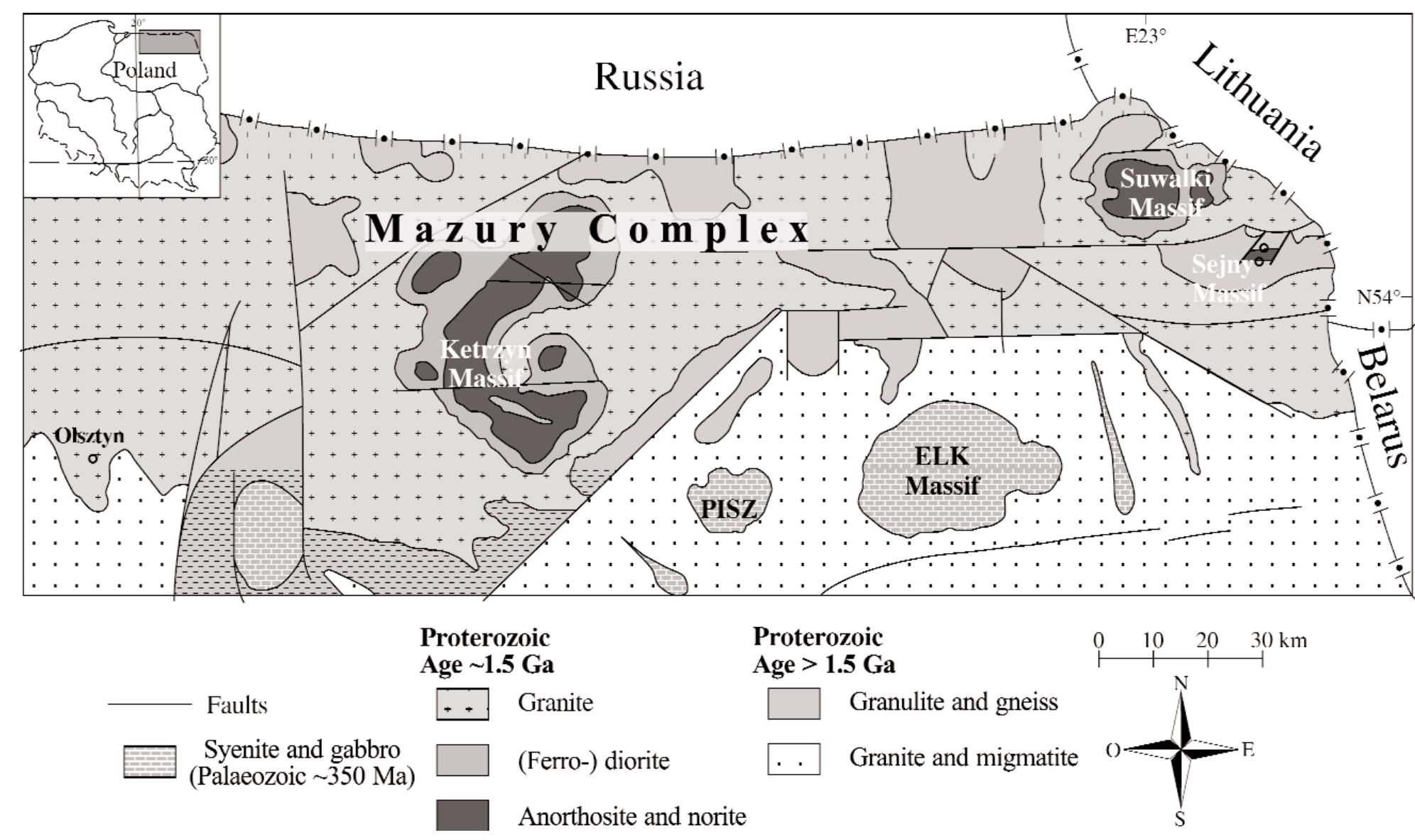 Fic. 1. geologic map of the mazury complex. the complex