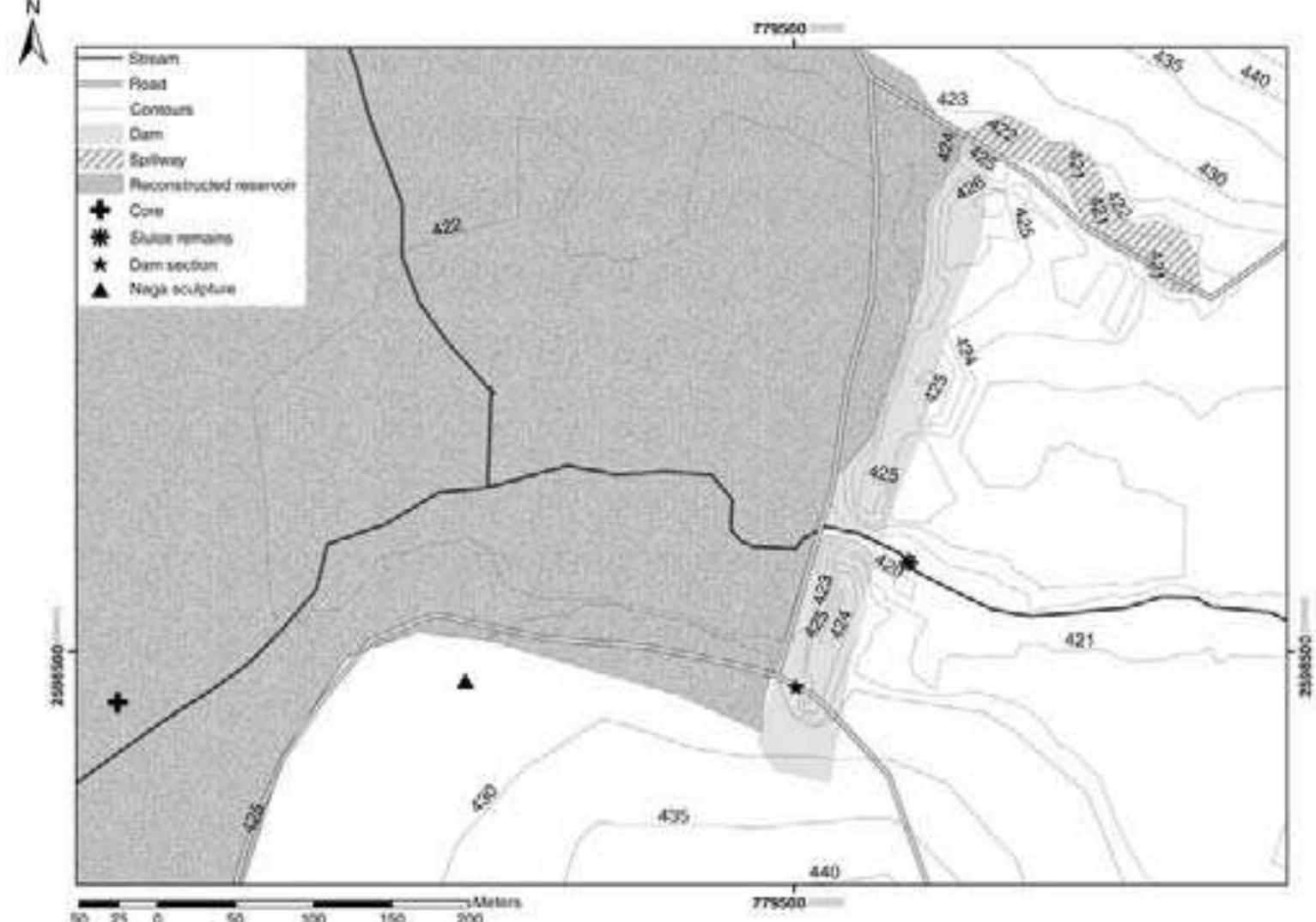 Map of the sanchi dam complex (contours generated from total