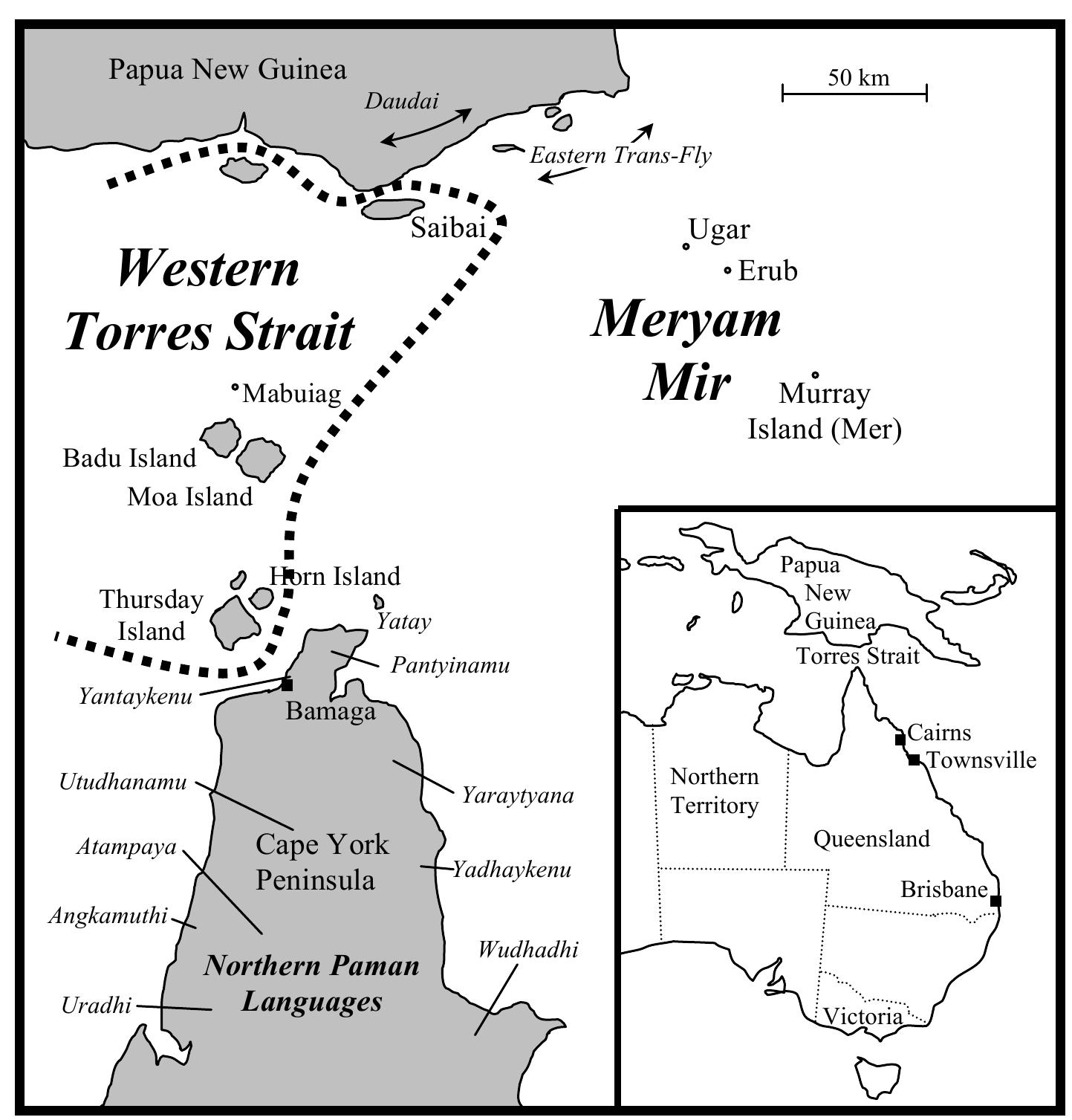 Map of the torres strait and neighboring paman languages