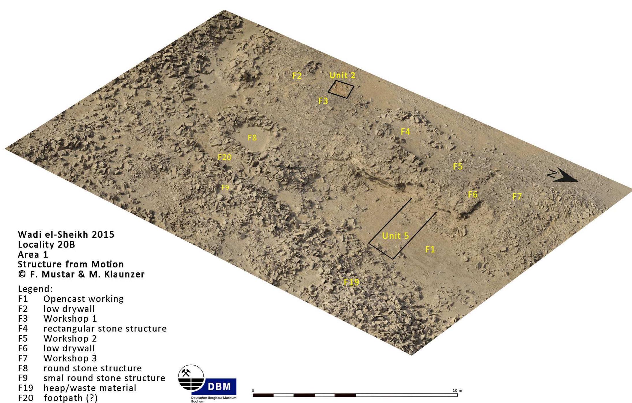 Structure from motion-enhanced photograph of area 1 in l20b.