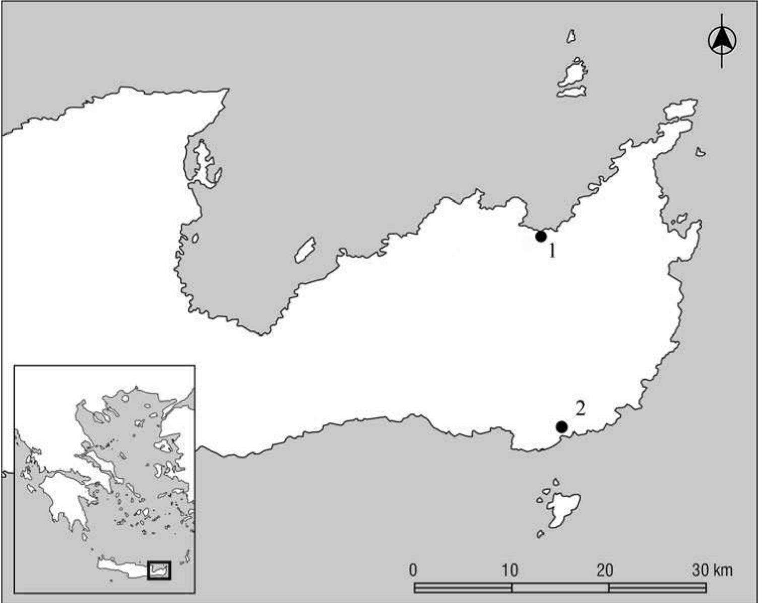 Map indicating the location of the study areas (drawn by n.