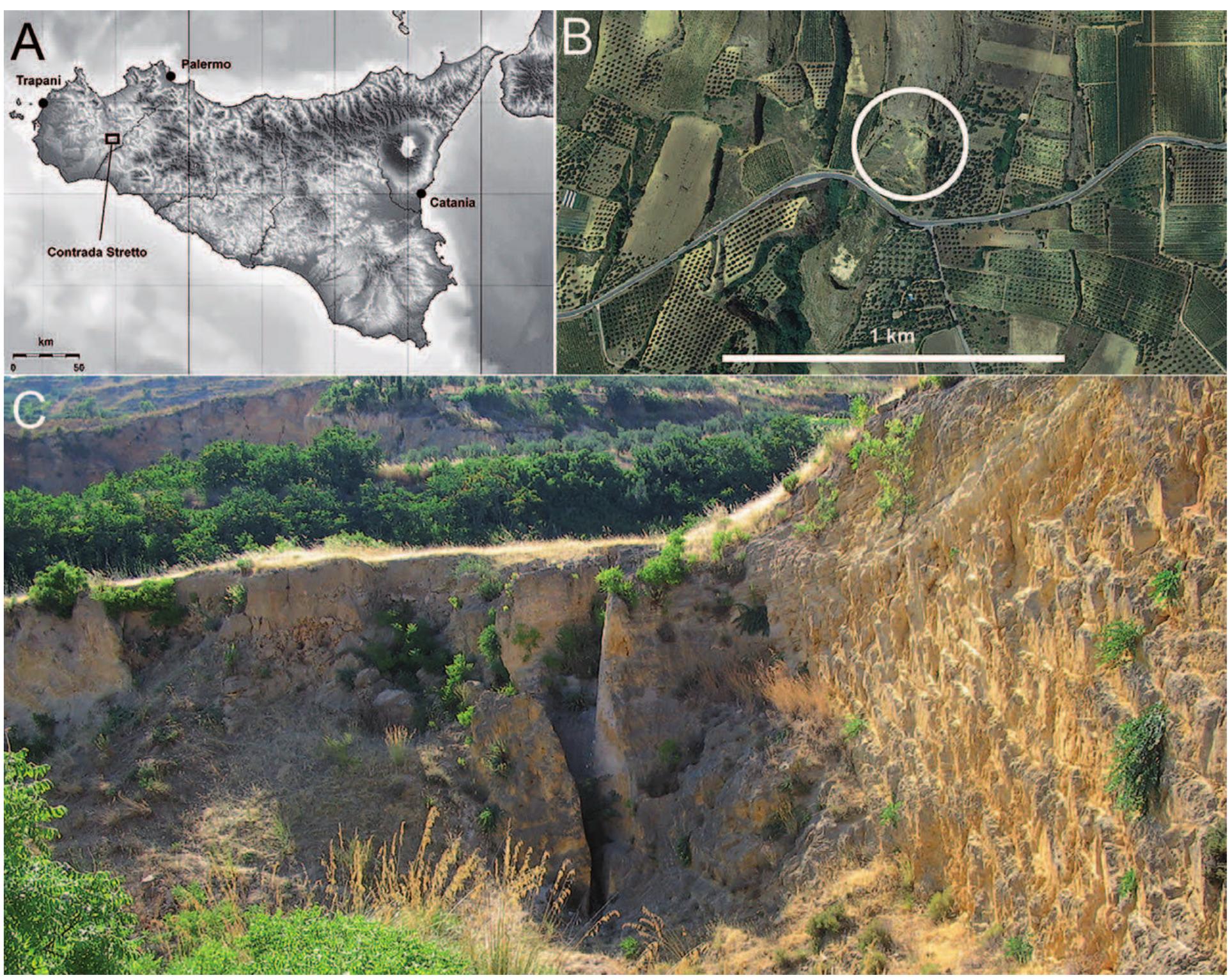 A: situation map of contrada stretto (partanna), in western