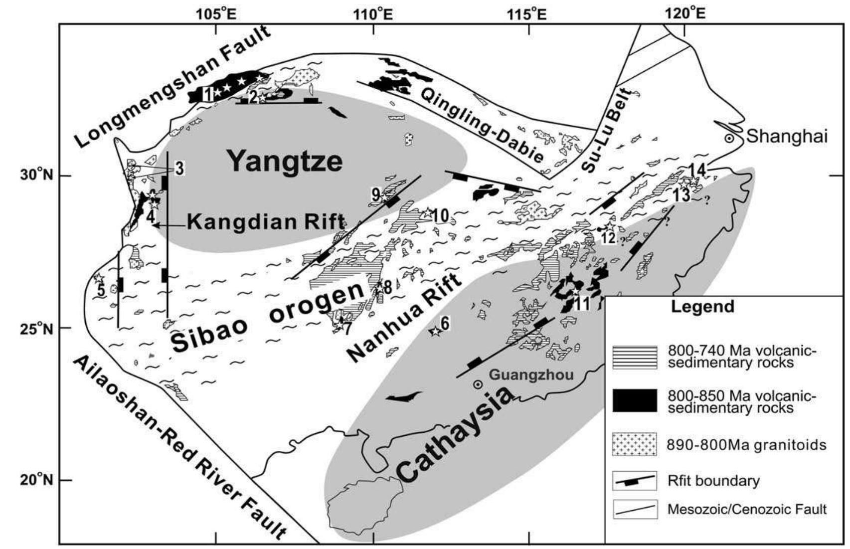 Schematic map showing the neoproterozoic rift basins, the