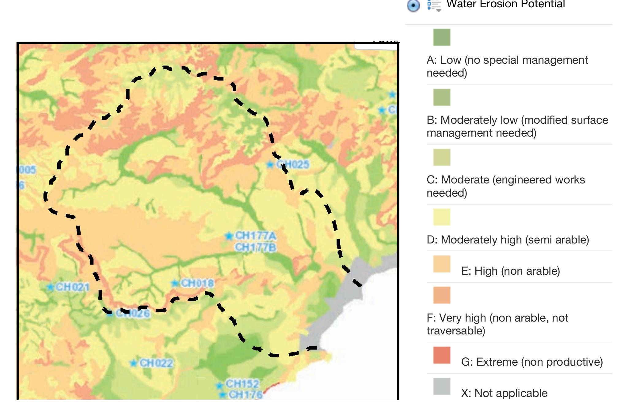 2. map showing water erosion potential for soils in the